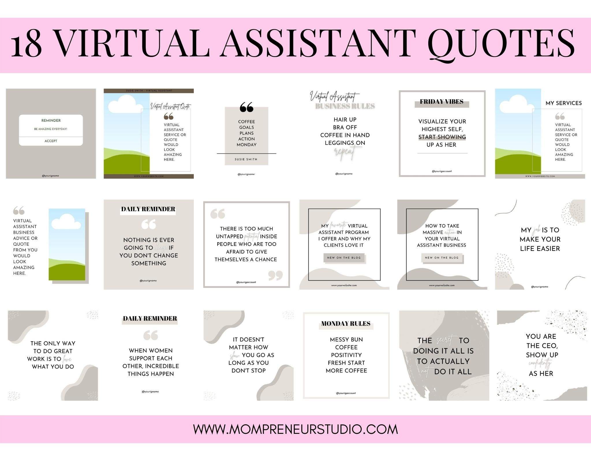 160 Virtual Assistant Instagram Story and Post Templates, Virtual ...