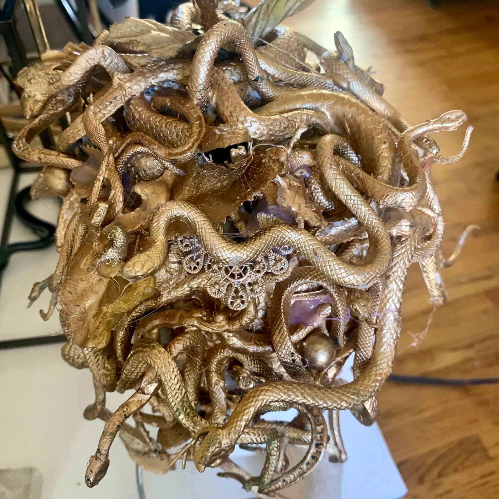 Gold oversized Medusa Headpiece Snake Helmet Serpent Medusa | Etsy