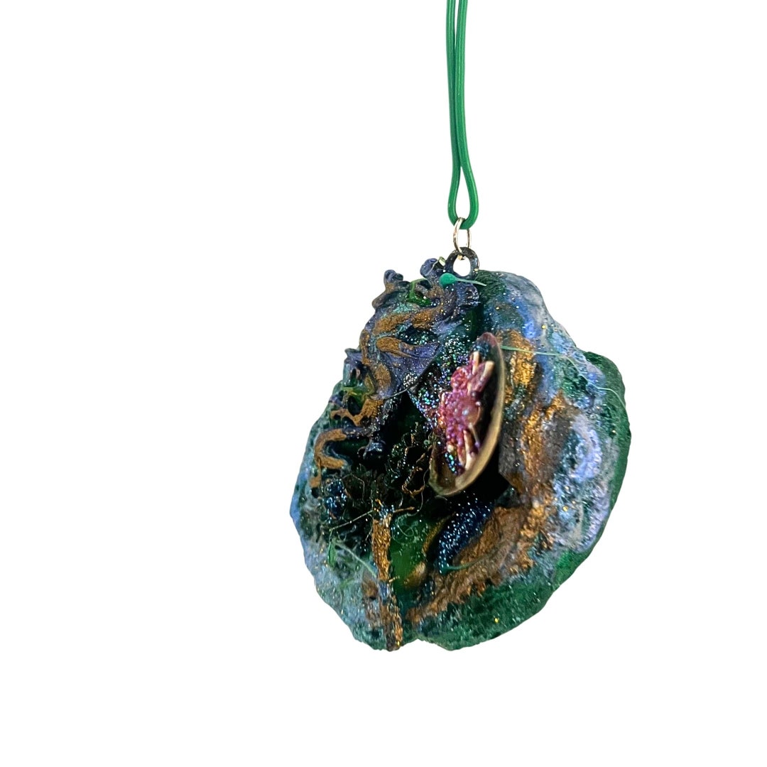 Dragon Ornament in a Seashell Unique Multipurpose Necklace Pendant or ...