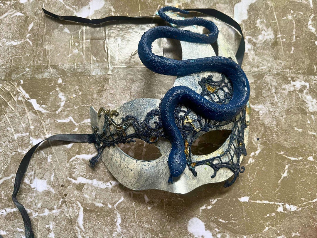 Blue Lace and Snake Mask, a Unisex Party and Masquerade Handmade ...