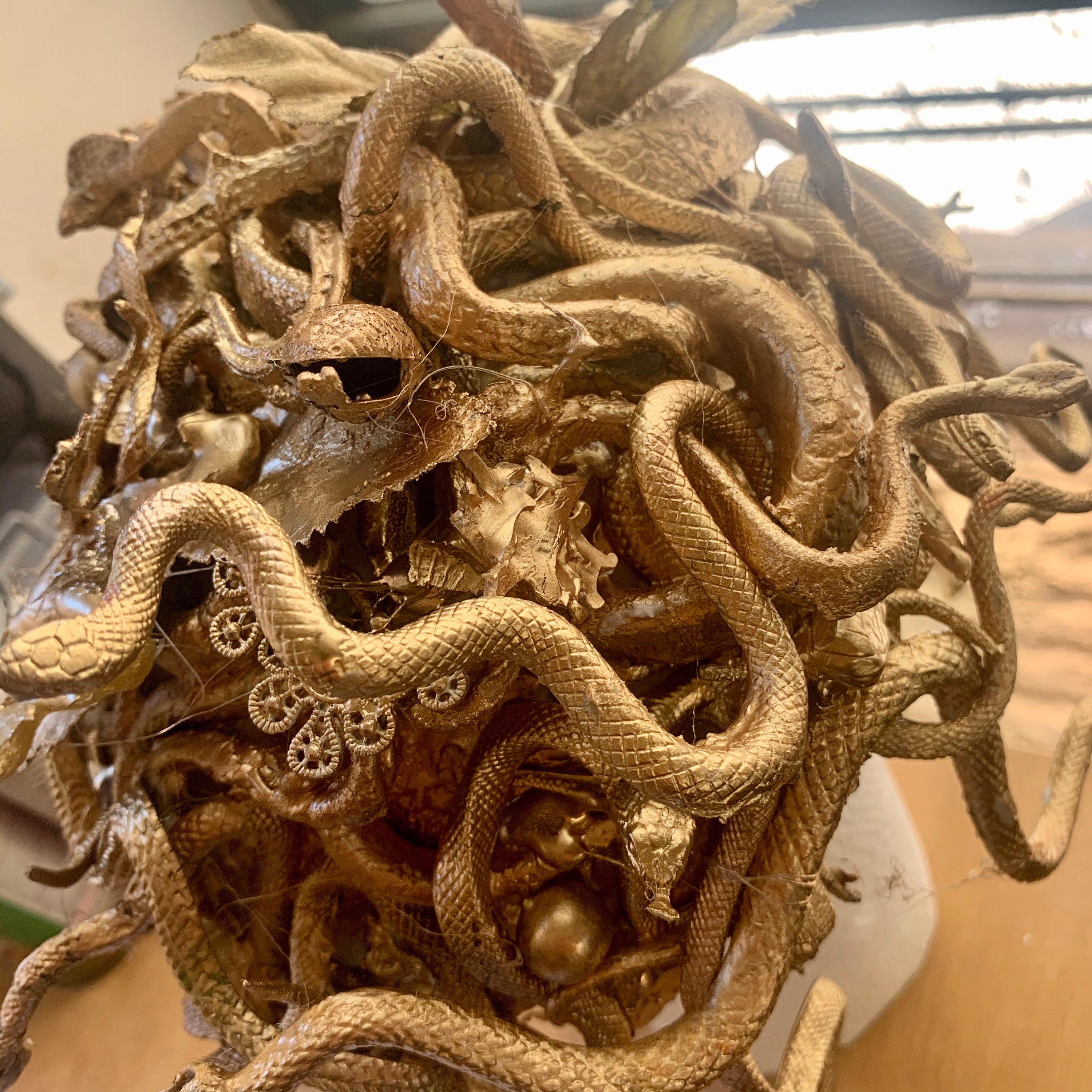 Gold Oversized Medusa Headpiece, Snake Helmet, Serpent Medusa Hat ...