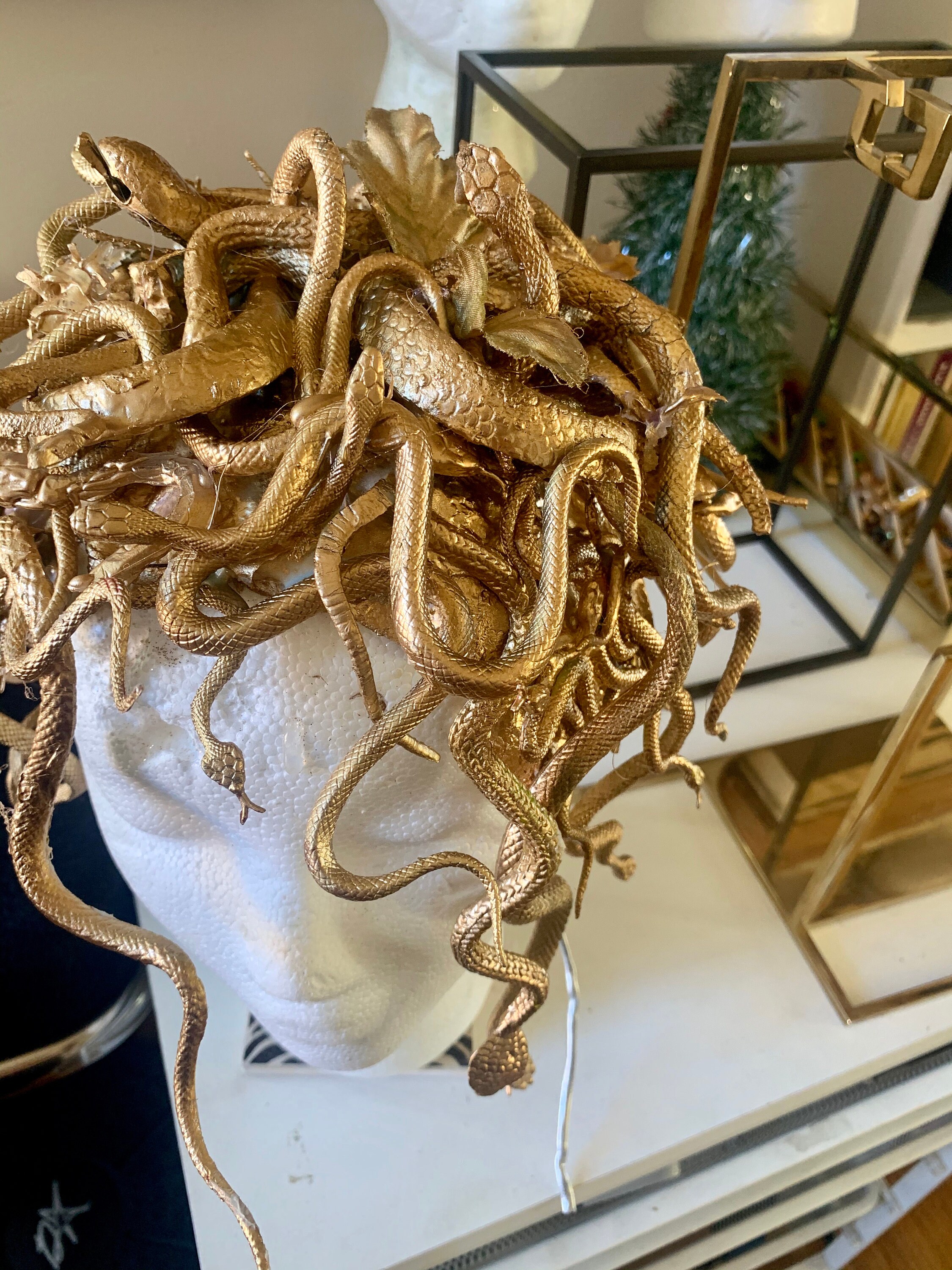 Gold Oversized Medusa Headpiece Snake Helmet Serpent Medusa | Etsy