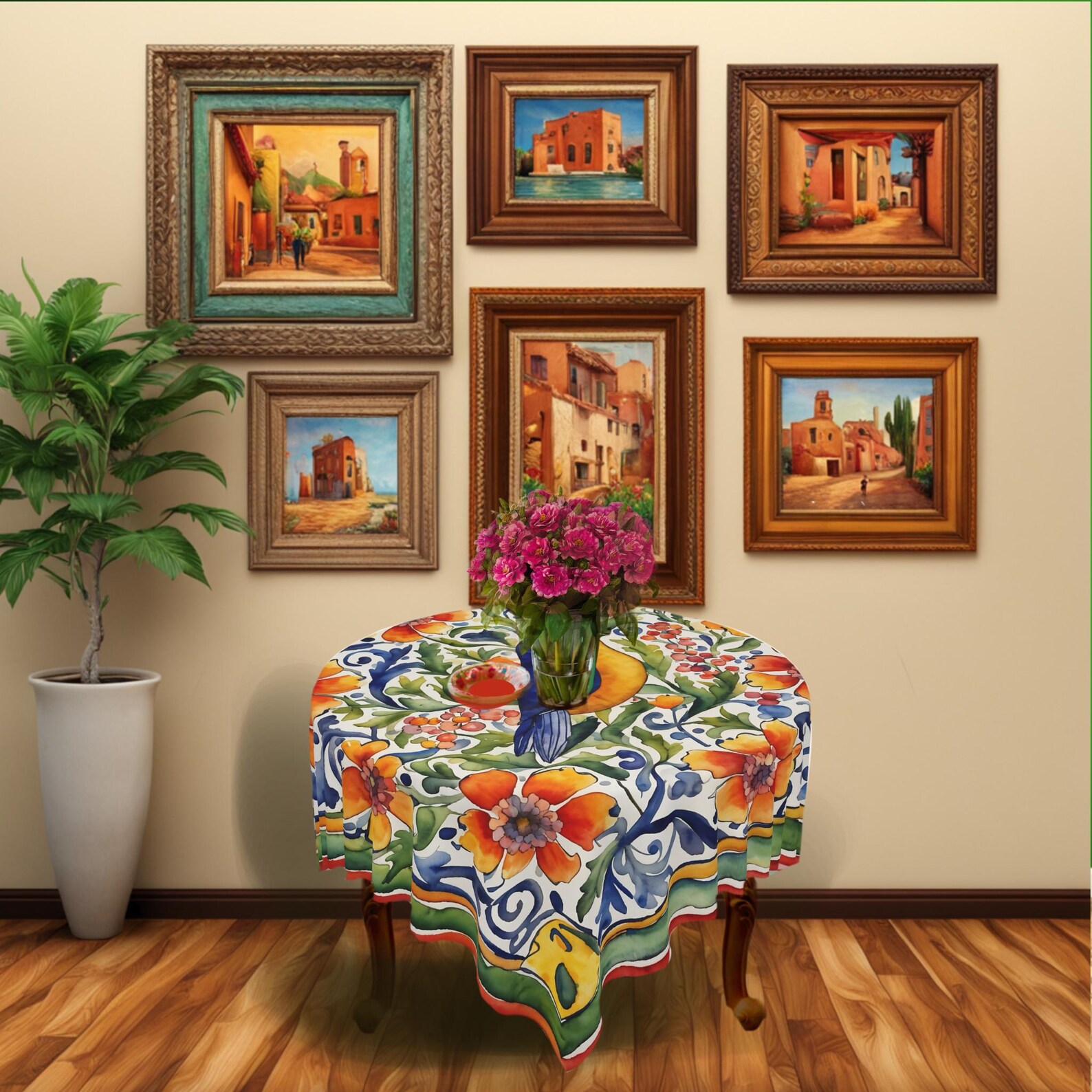 Floral Bird Tablecloth: Mexican Fiesta Decor (55x55 Inches) - Etsy