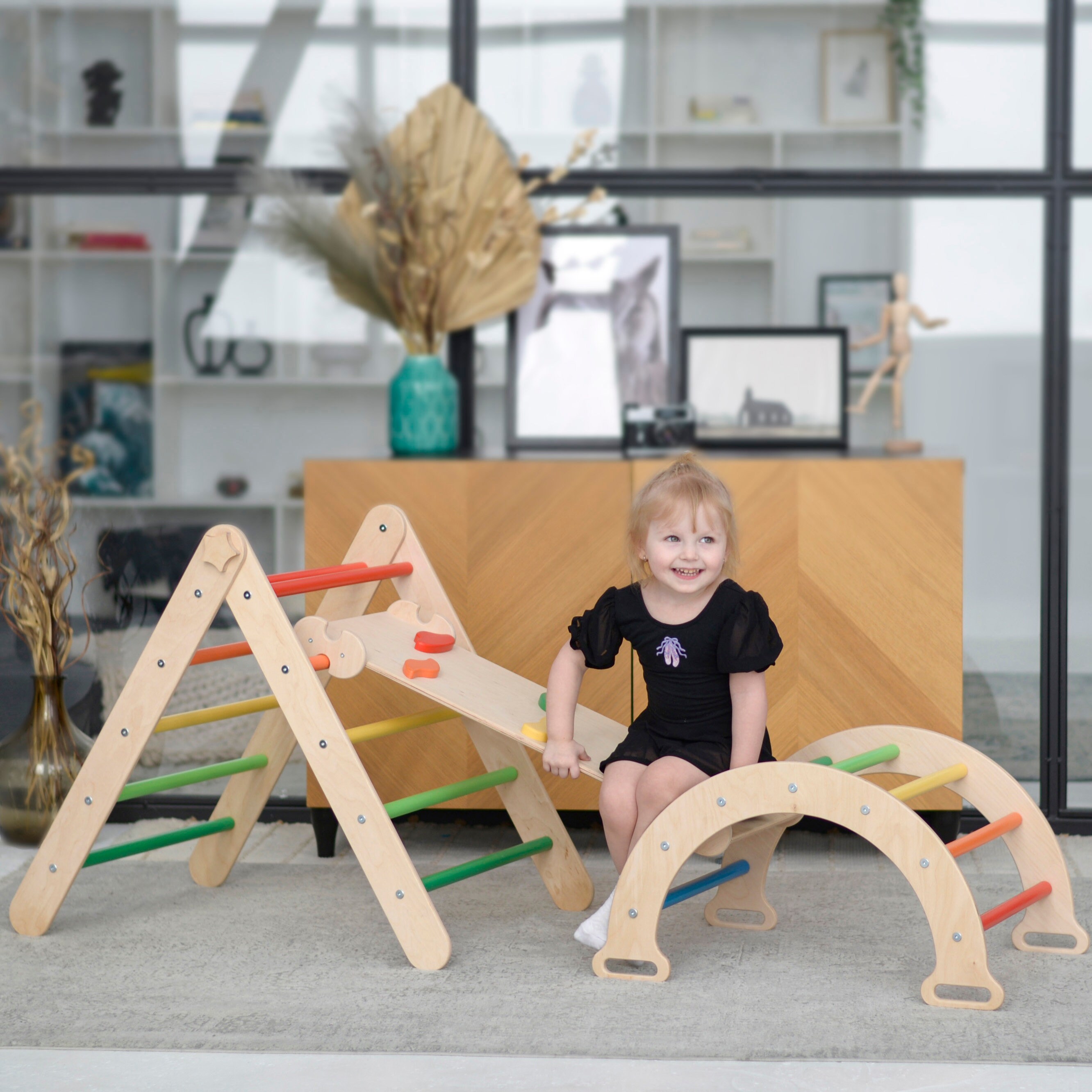 Set of 3items: Development Trianglearchramp With Slide, Montessori ...