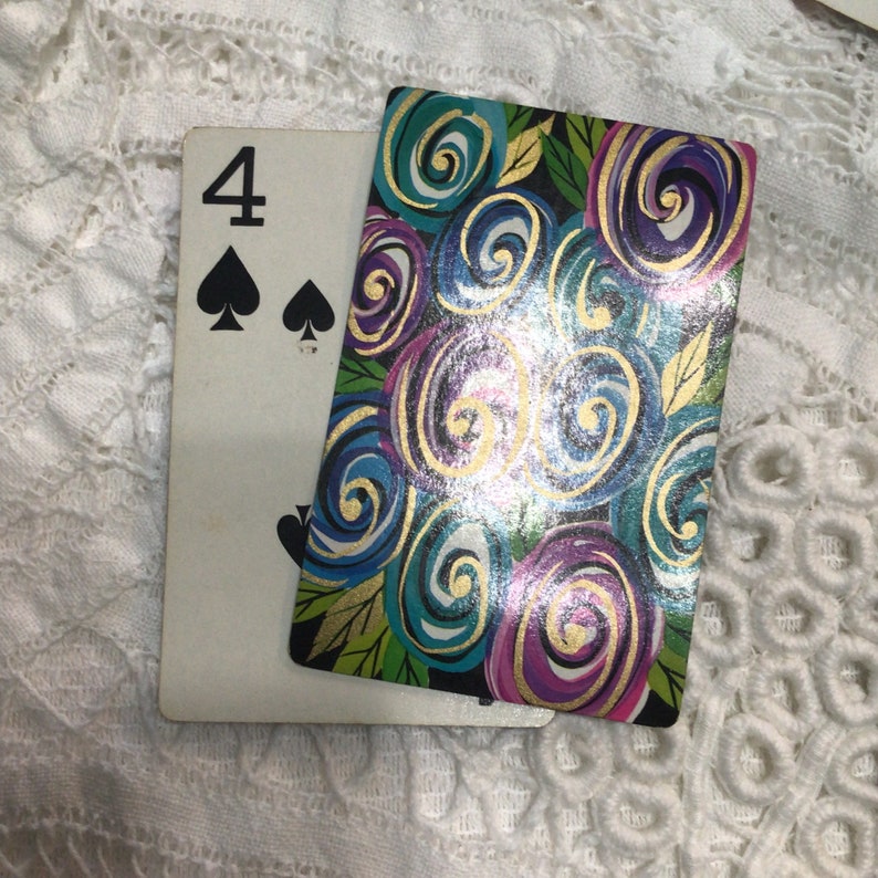 Vintage Flowers and Leaves Playing Cards, Trading Cards, Paper Crafts ...