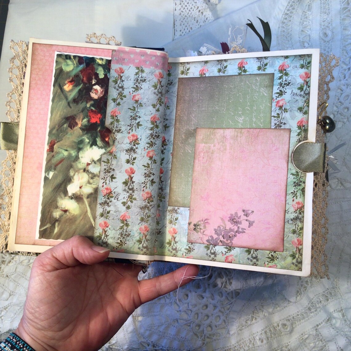 Altered Reader S Digest Junk Journal Green Ivory Vintage Book Etsy