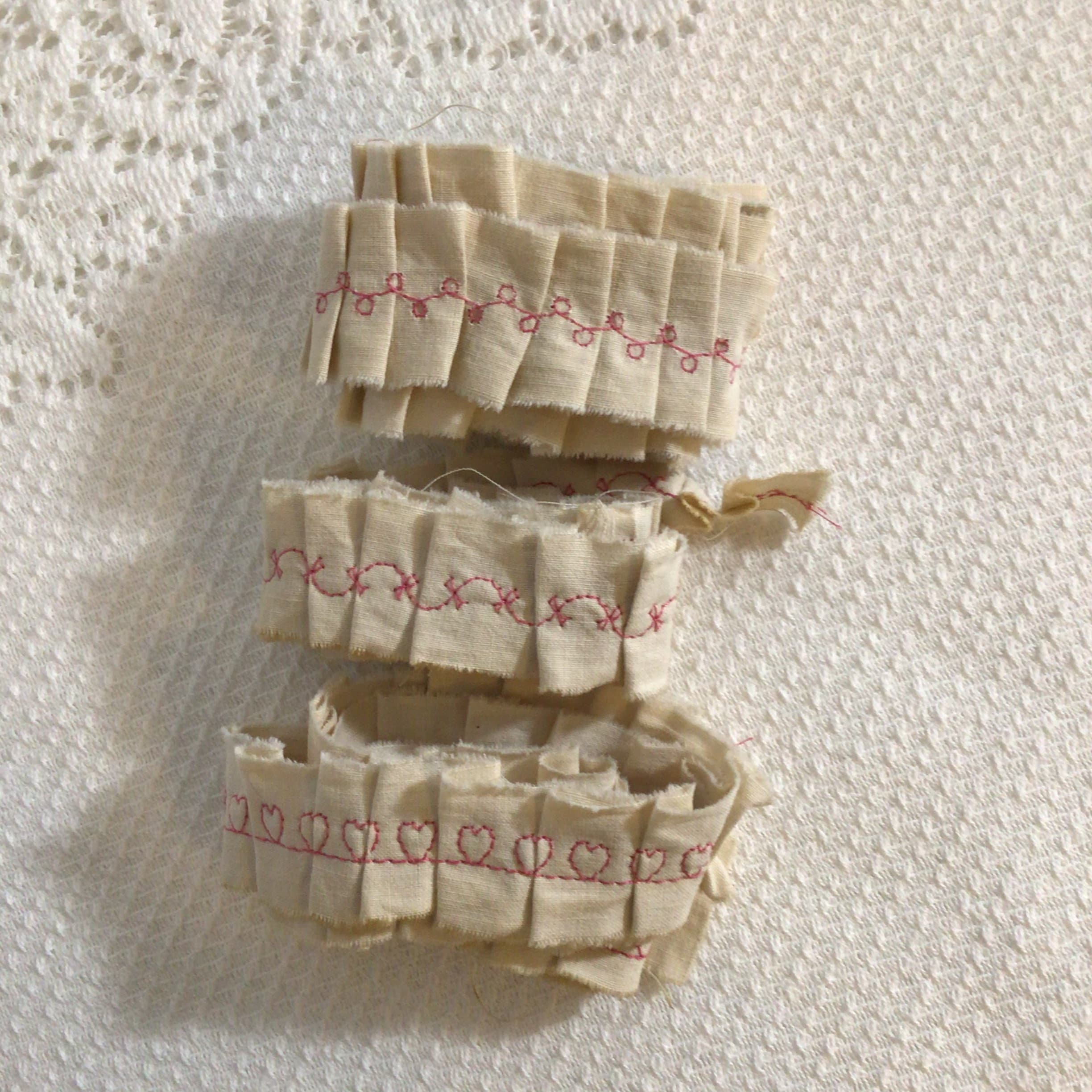 Hand Torn Fabric Ribbon Ruffles With Decorative Stitching | Etsy