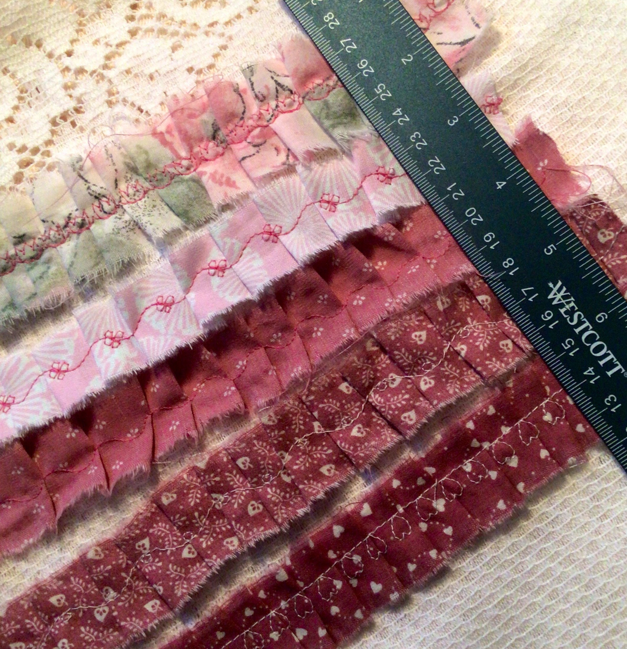 Hand Torn Fabric Ruffles Ribbon, Set of 5 Fabric Ruffles Strips ...