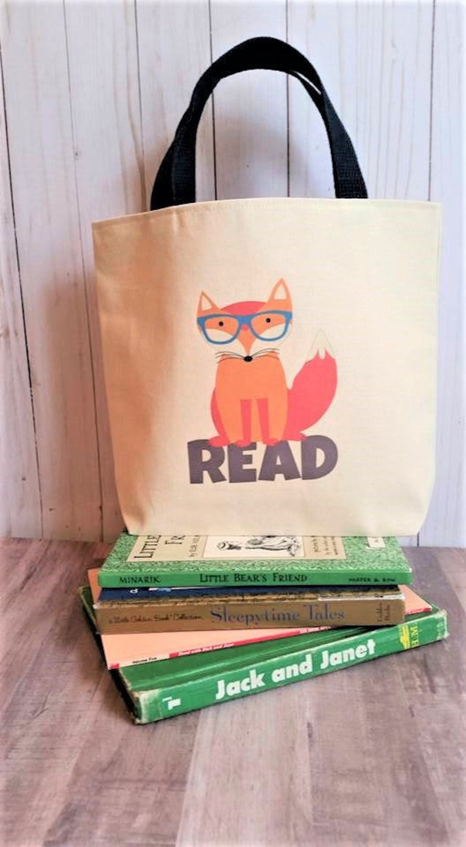 Fox Tote Book Bag Library Tote Read - Etsy