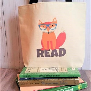 Fox Tote, Book Bag, Library Tote, Read - Etsy