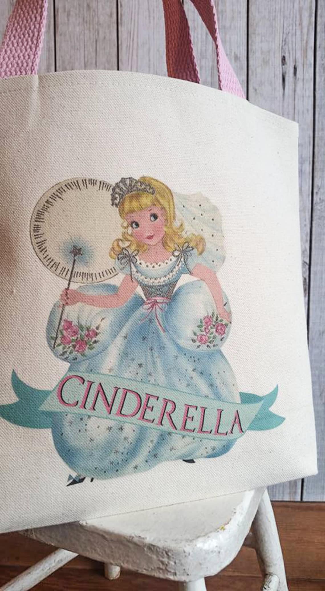 Cinderella tote Fairy-tale tote bag Girls tote Vintage | Etsy