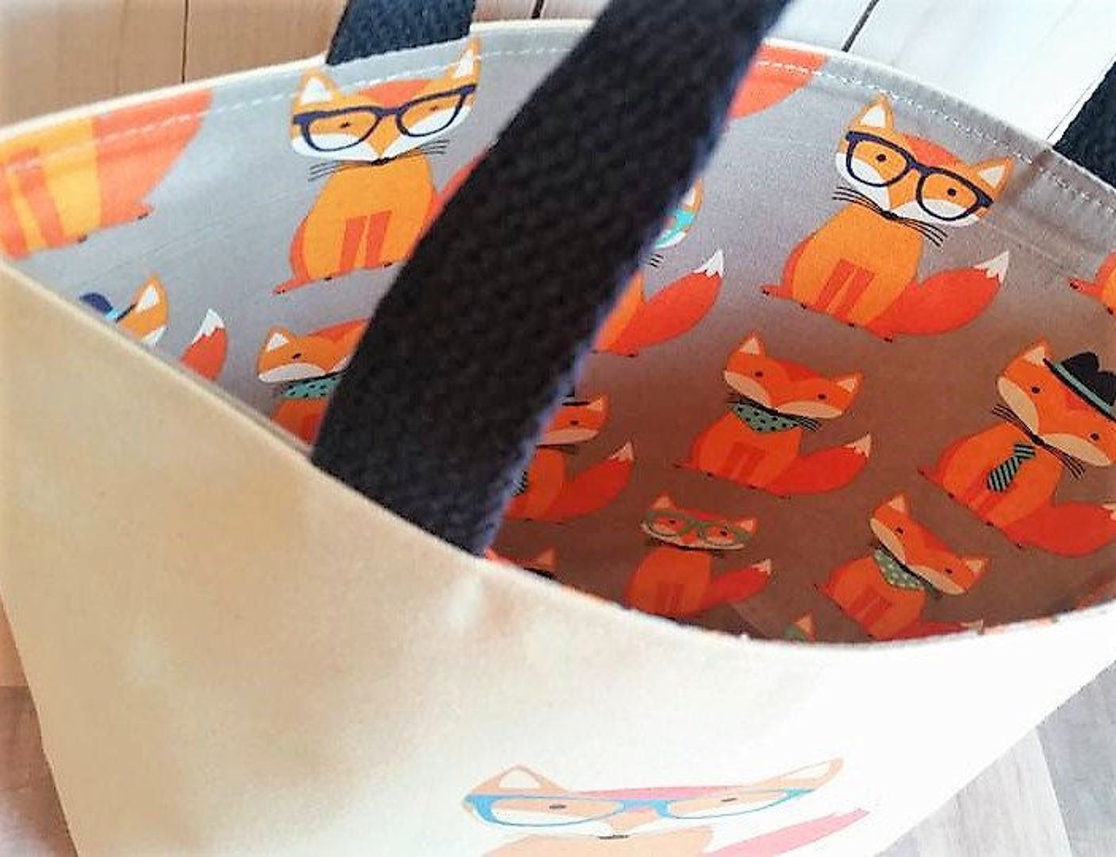 Fox Tote Book Bag Library Tote Read - Etsy