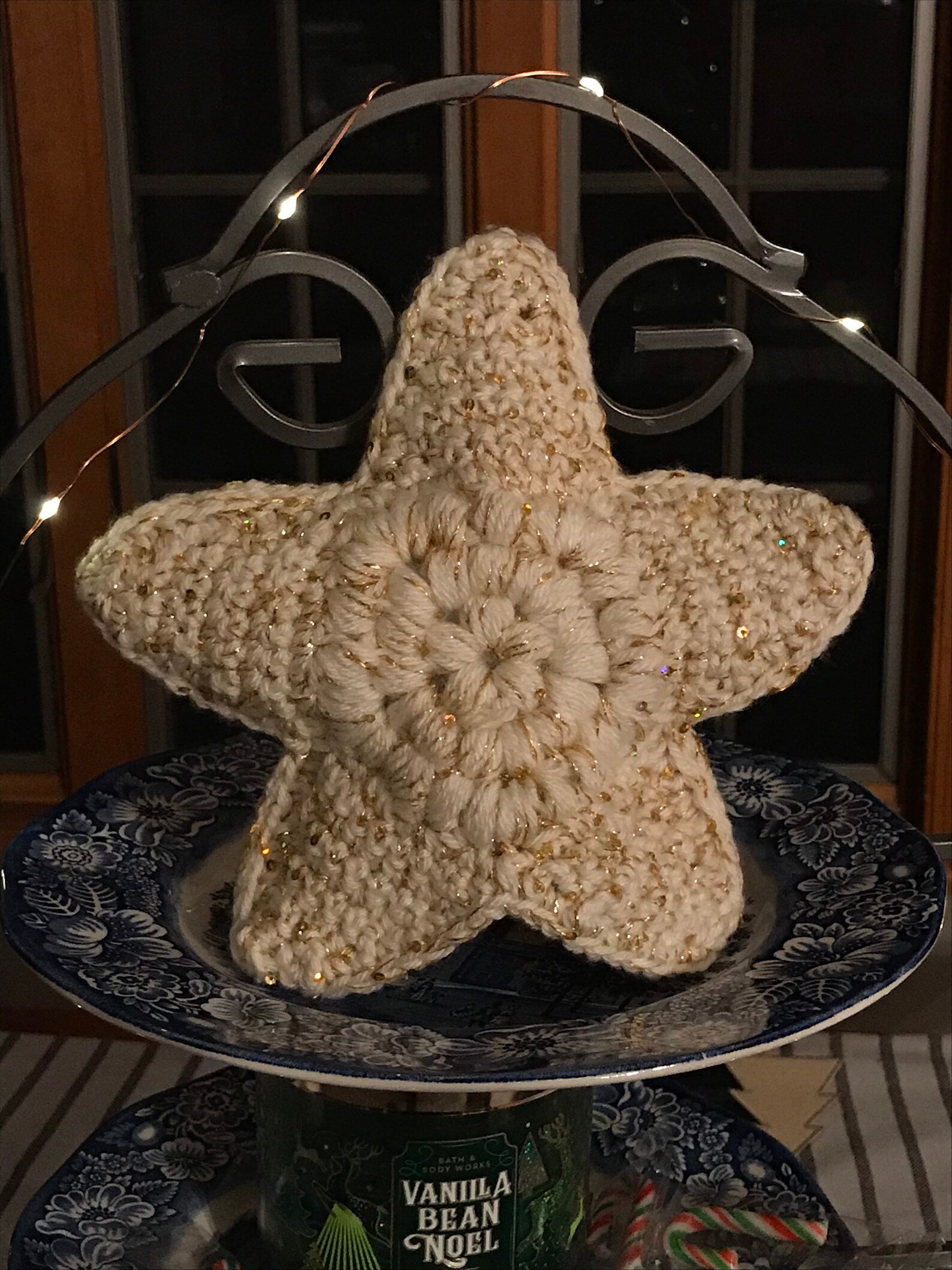 Rustic Gold Sparkle Crochet Star Tree Topper Country Boho - Etsy