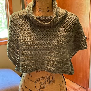 Huntress Shawl, Boho Midriff Top, Raglan Cowl Vest, Flirty Yoga Shirt ...