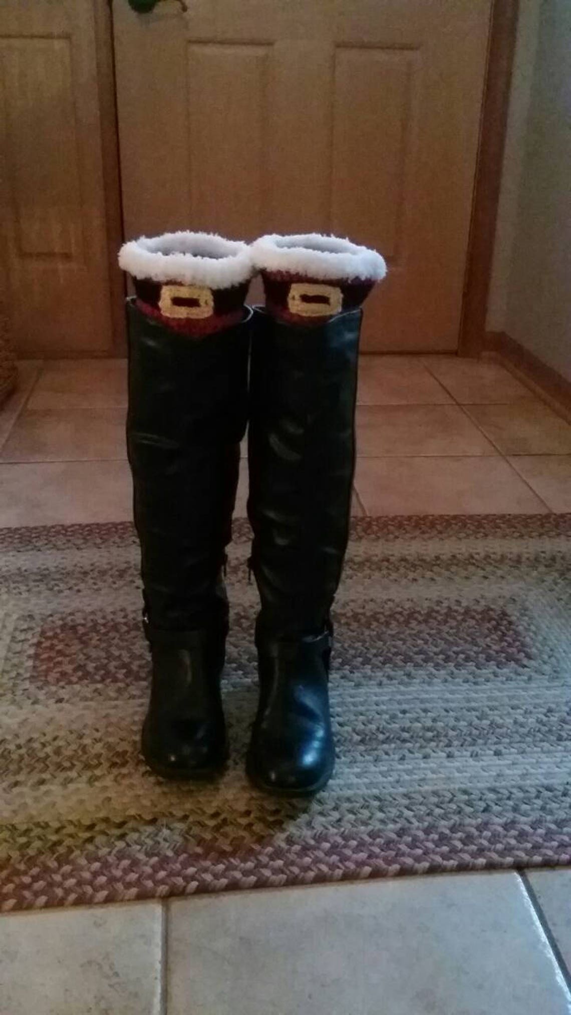 Santa Boot Cuffs Crochet Christmas Boot Cuffs Holiday Boot - Etsy