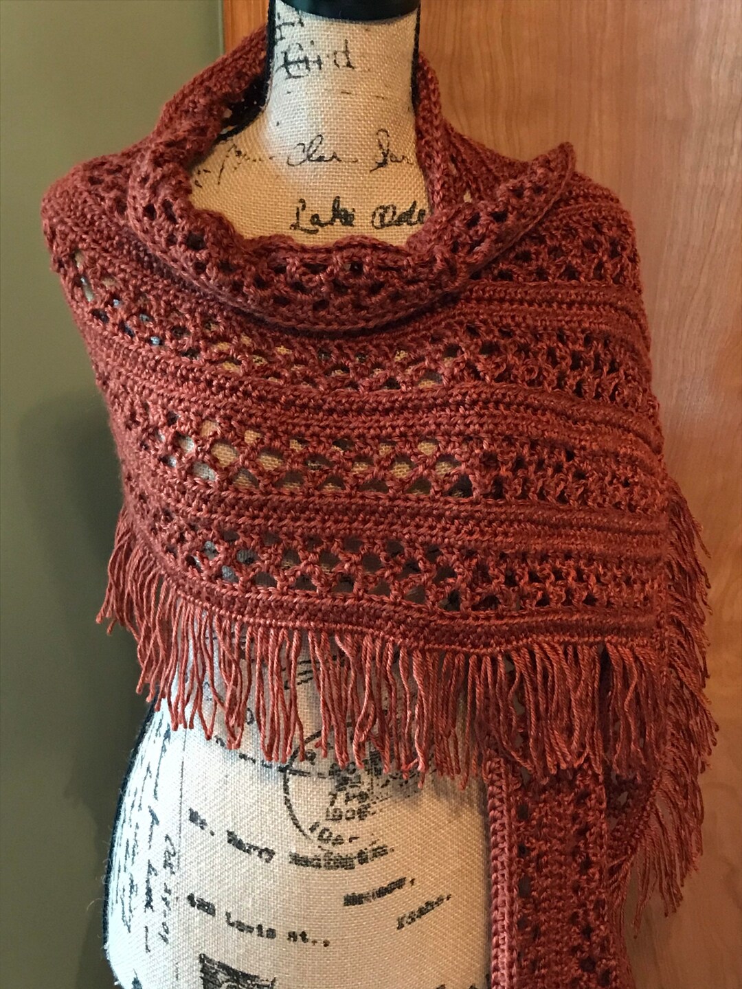 Rust Fringe Boho Wrap: Open Weave Bridal Shawl - Etsy
