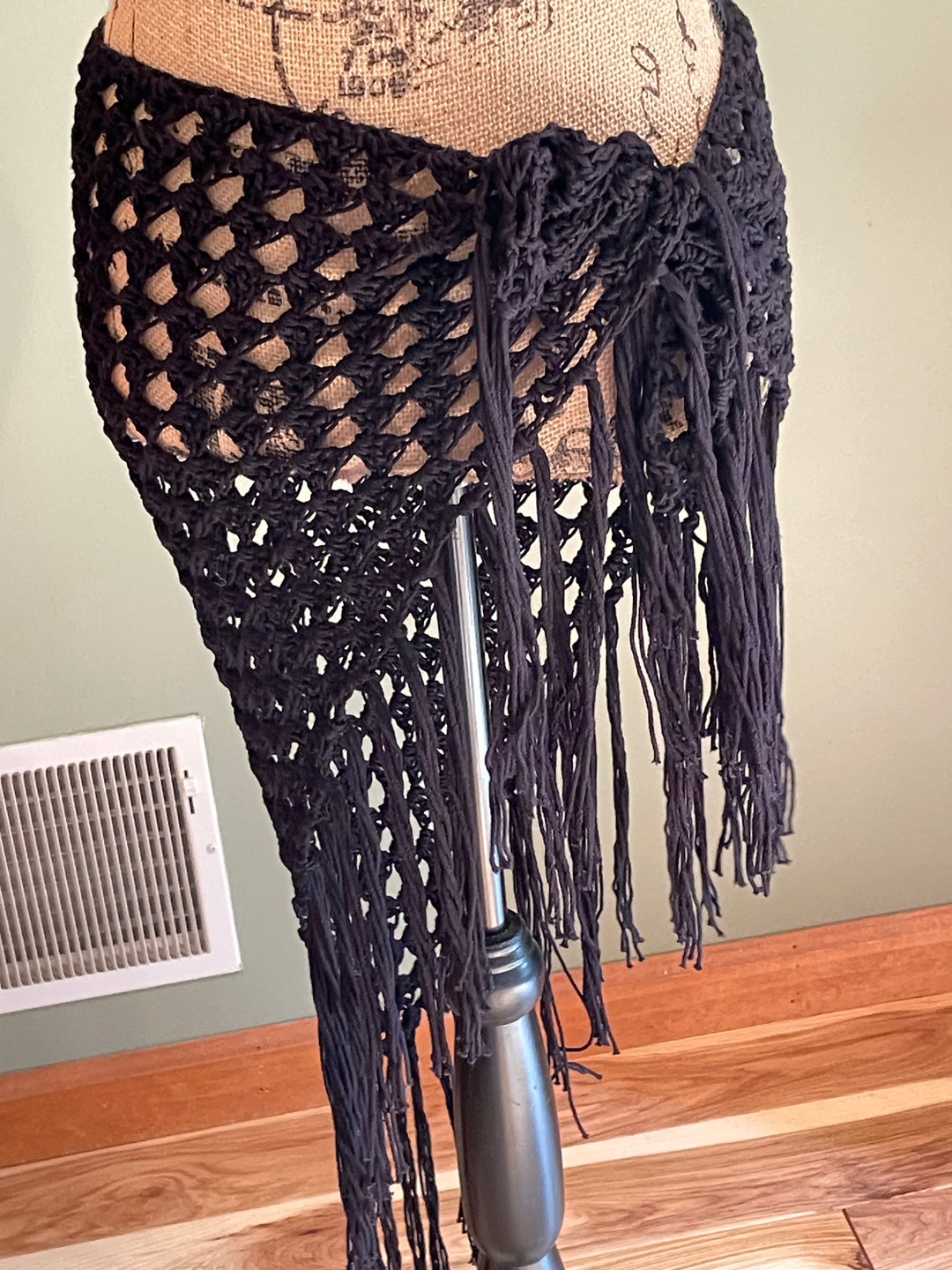 SHIPS Today!!black Boho Beach Sarong, Swimsuit Cover-up, Crocheted Wrap ...