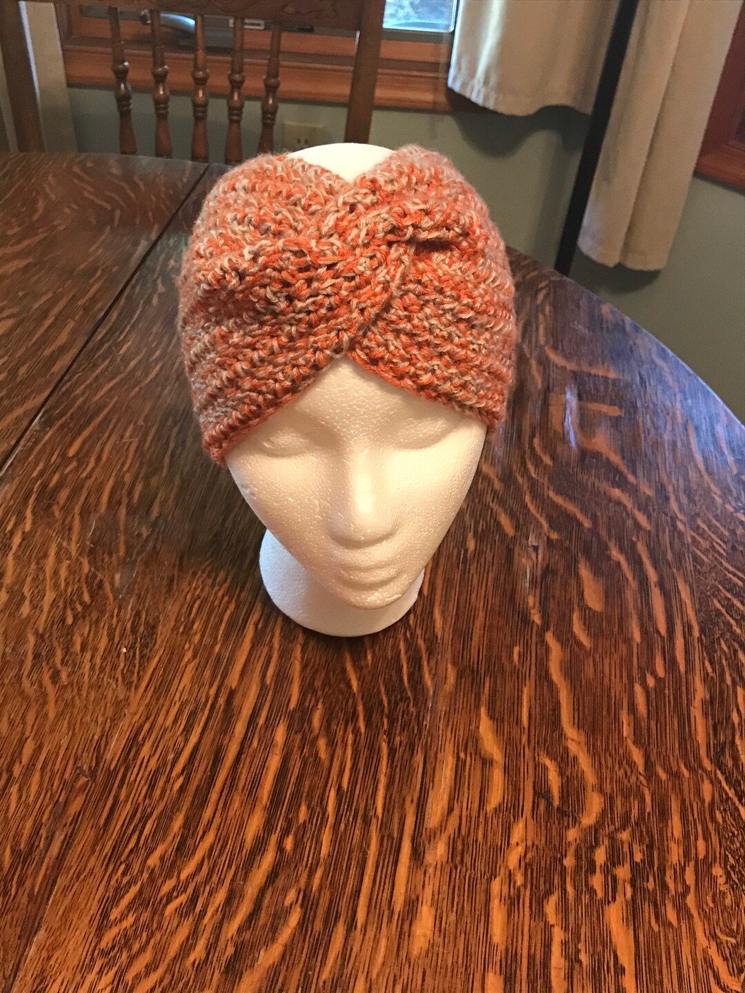 Herringbone Twist Ear Warmer Crochet Pumpkin Cream Knot Etsy