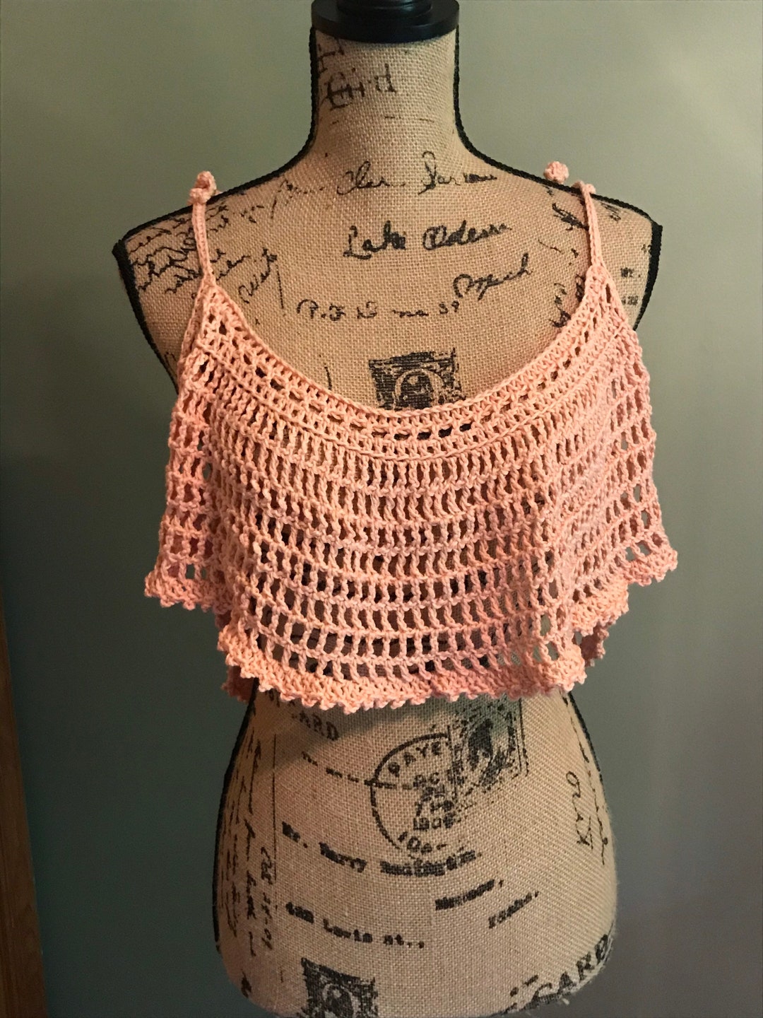 SHIPS Today!!peach Crop Top Crochet Bikini Cover, Flirty Festival Top ...