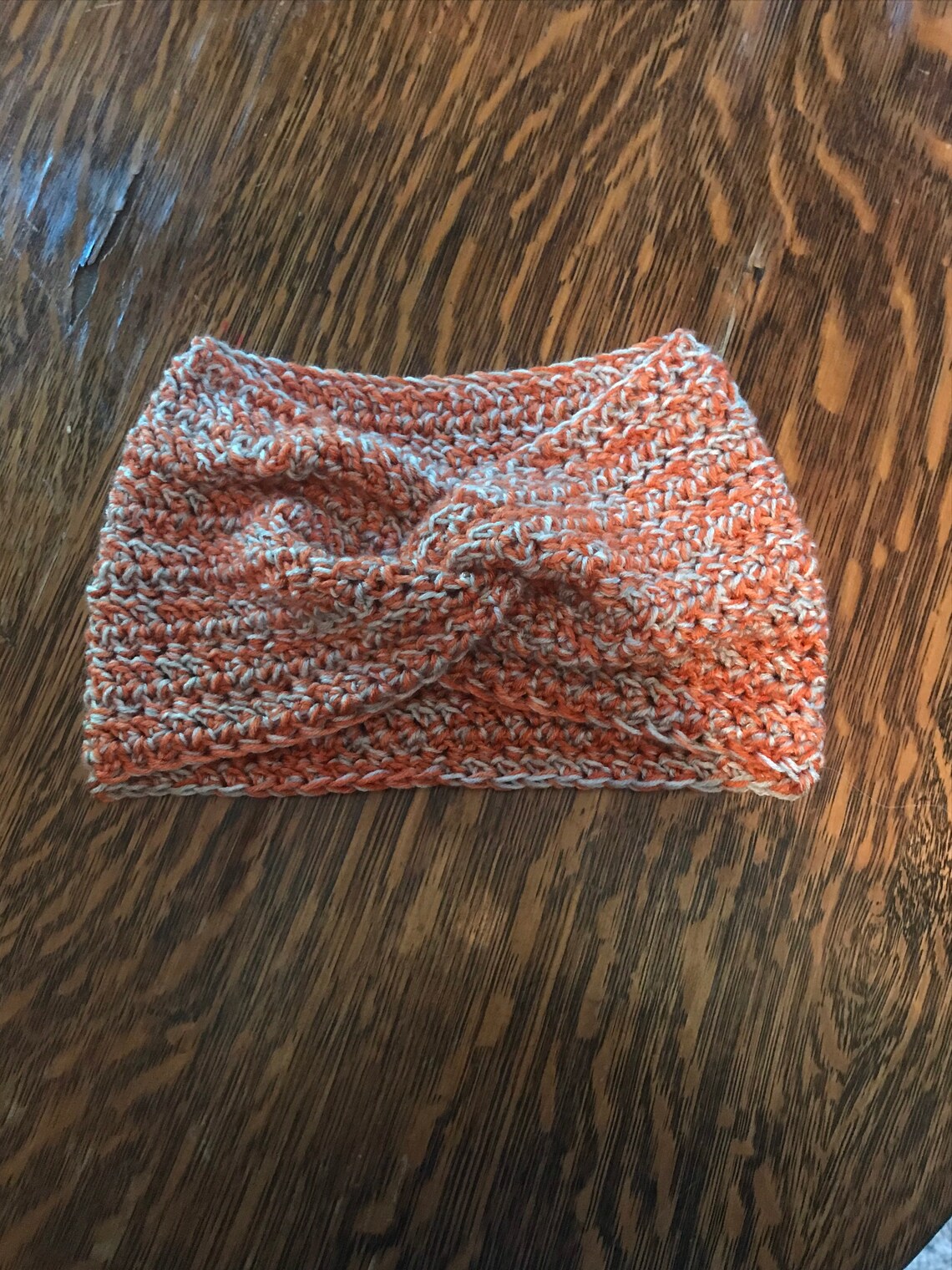 Herringbone Twist Ear Warmer Crochet Pumpkin Cream Knot Etsy