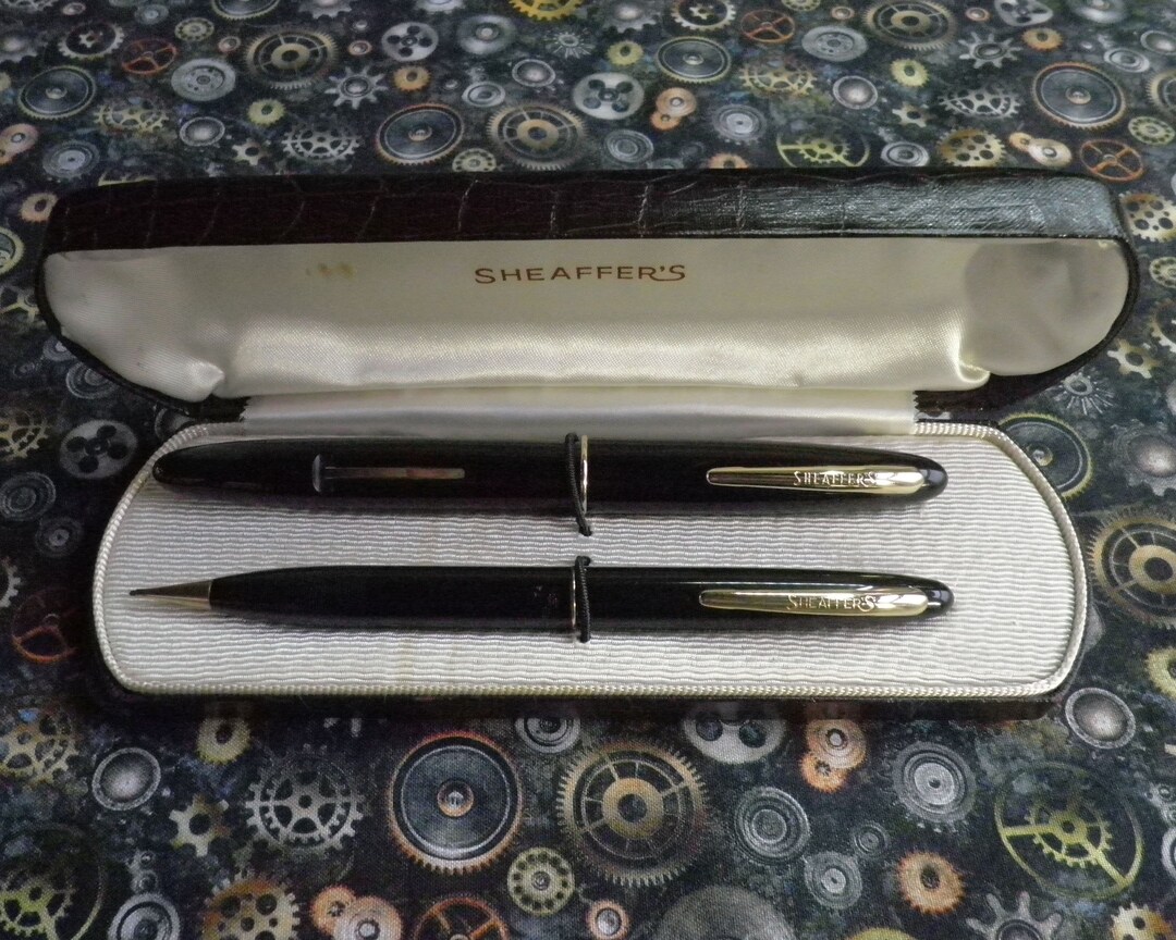 Sheaffer Craftsman Fountain Pen and Pencil Setg restored Black 14K Fine ...