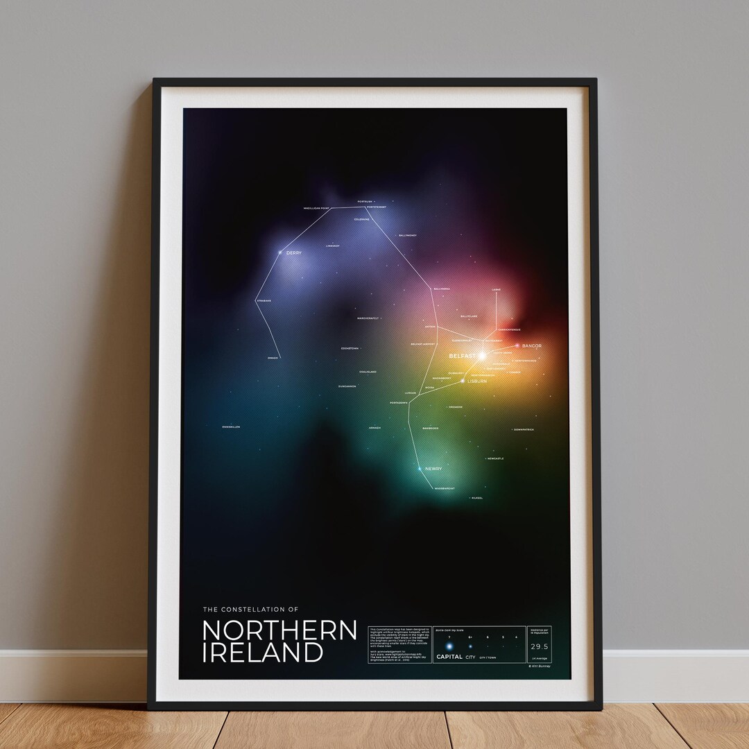 Constellation of Northern Ireland - Uniquely Cosmic Travel Poster - Etsy