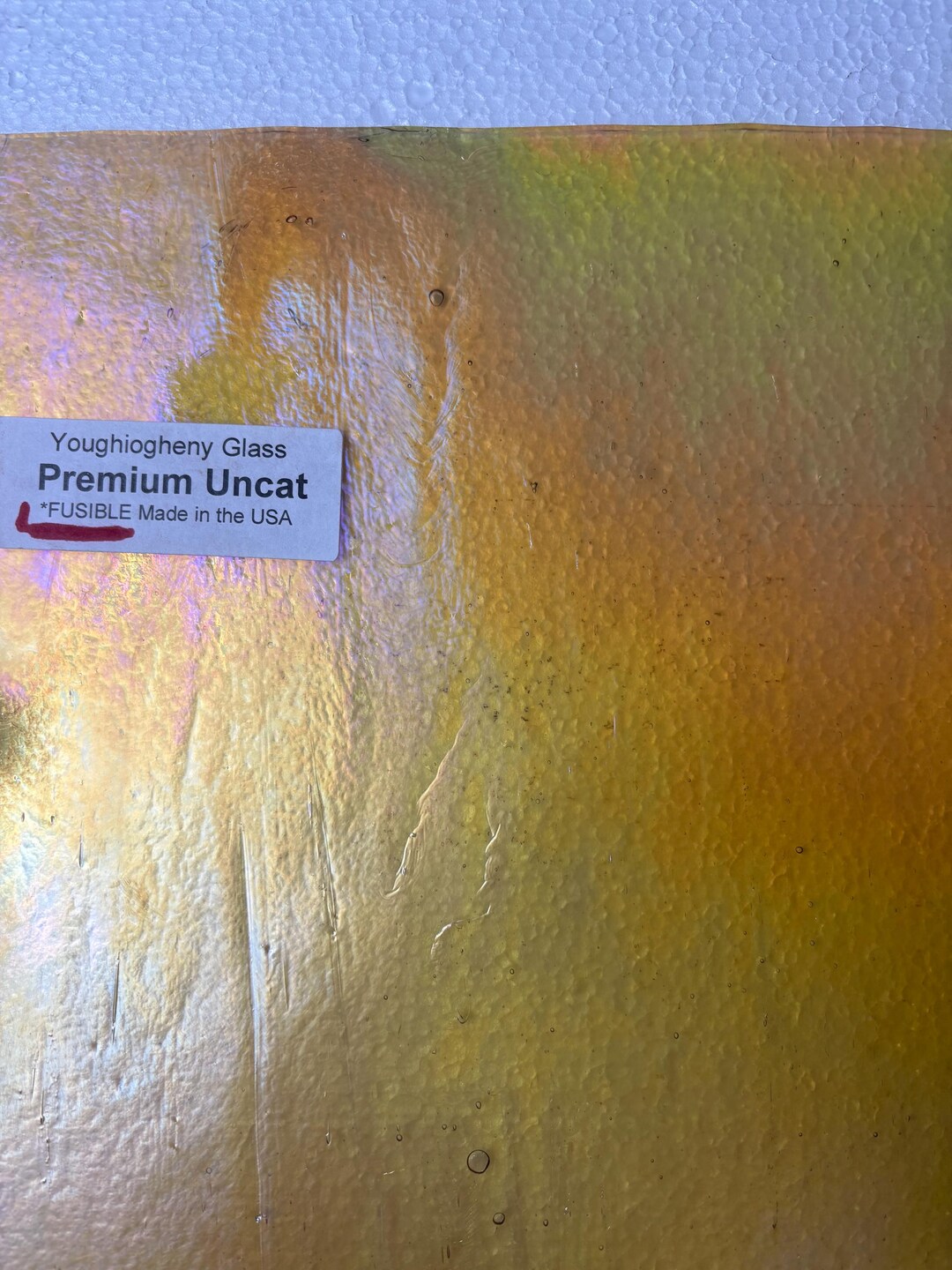 12" X 12” Youghiogheny Uncat Light Amber Iridescent Fusible ...