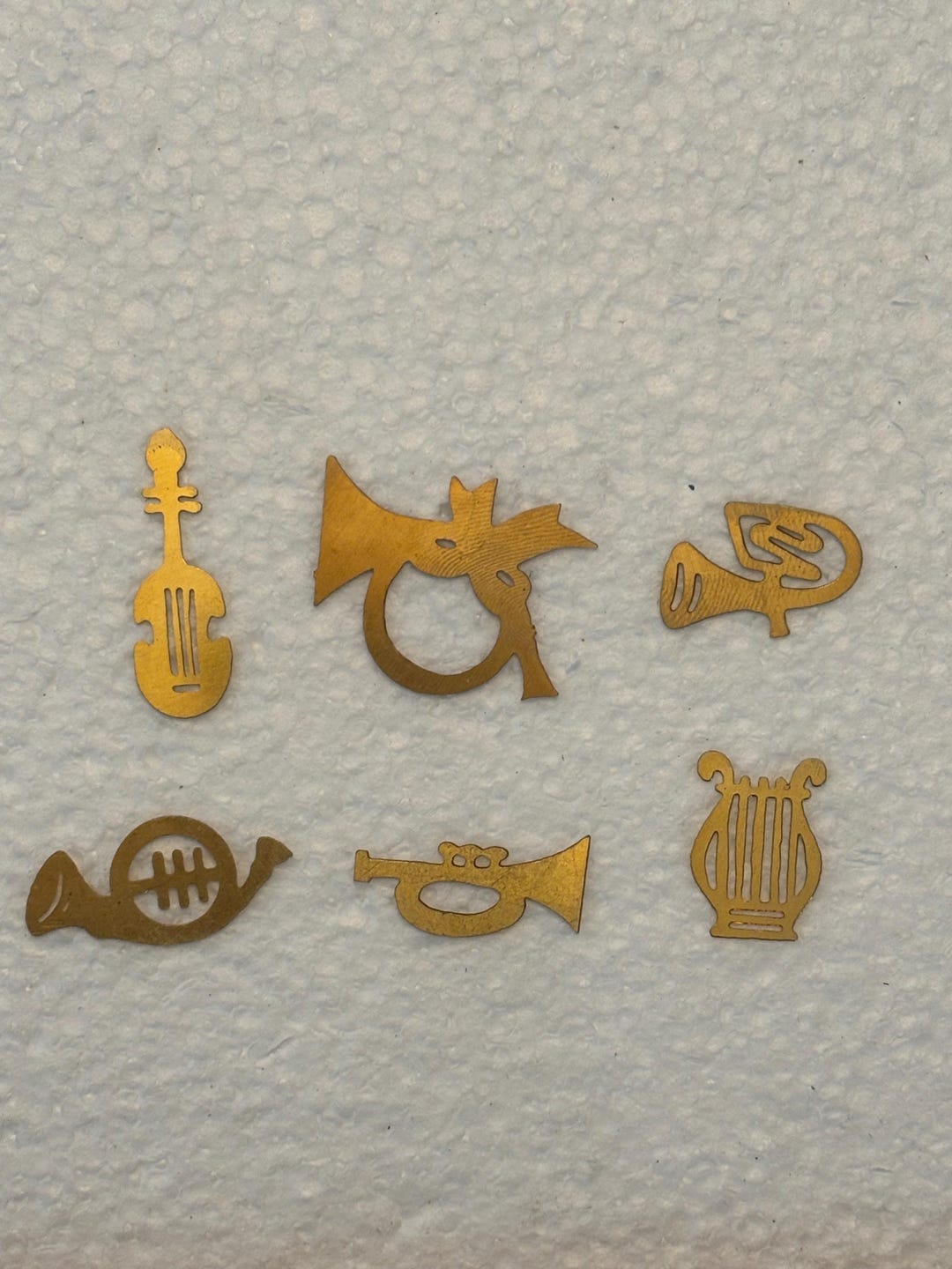 Musical Instruments Filigree Set of 6 - Stamped, Ornament ...