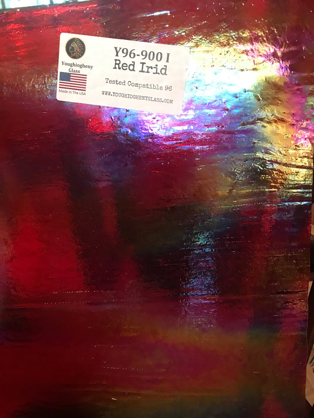 12" X 12" Stained Glass Sheet Red Iridized (youghiogheny Y96-900 I ...