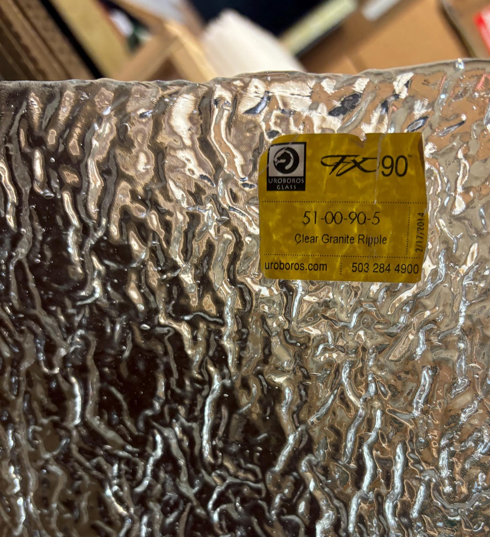 Stained Glass Sheet, 8" X 6” - Clear Granite Ripple 90 (uroboros 51-00 ...