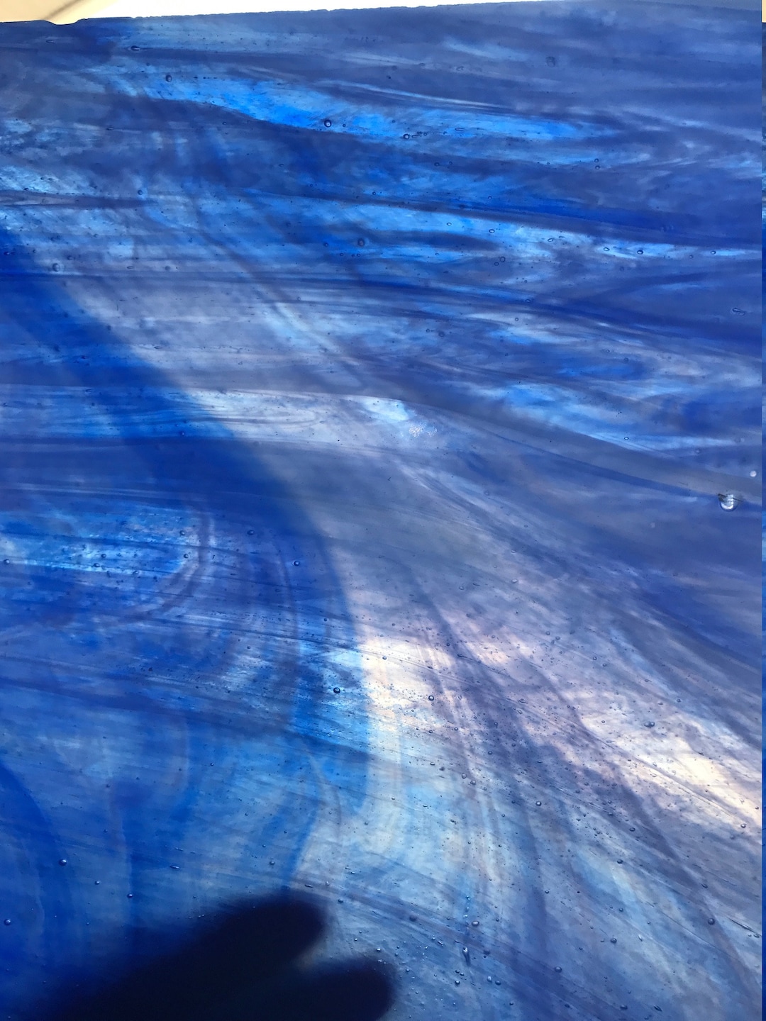 Stained Glass Sheet, 8" X 6" - Cobalt Blue and White Wispy (wissmach ...