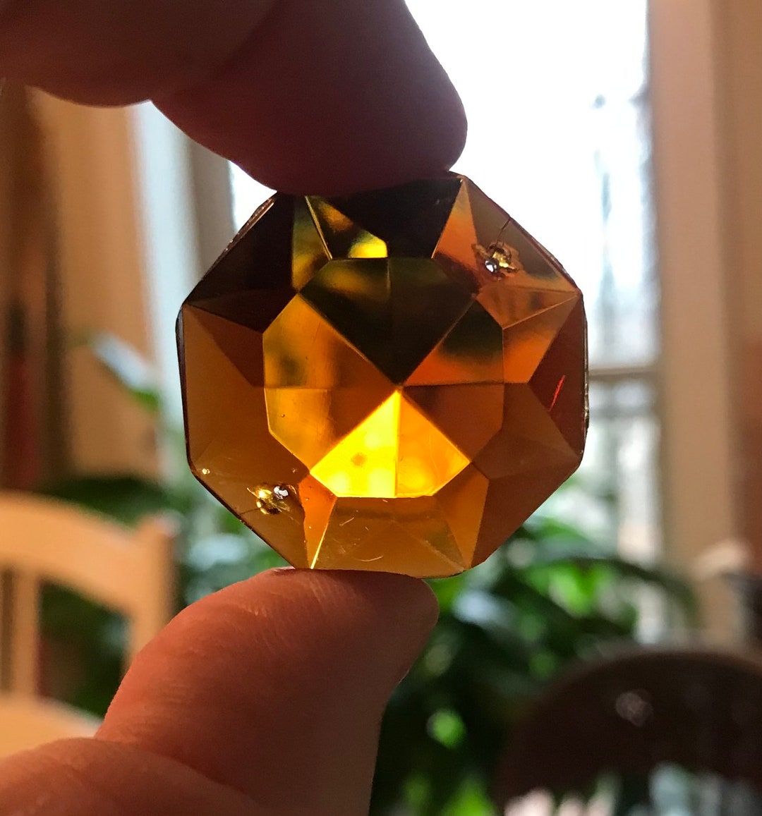 Vintage 20mm Octagon Faceted Amber Jewel - Double Hole (pack of 2) - Etsy