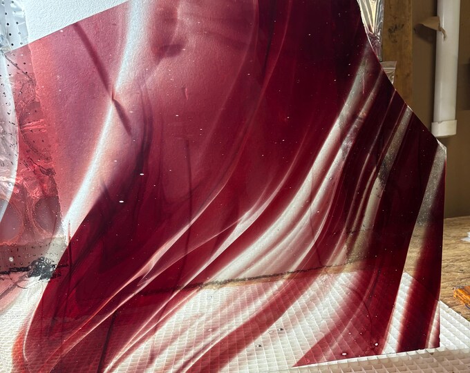 Burgundy Flashed on Clear - Mouth Blown Glass, 8x6 - Etsy