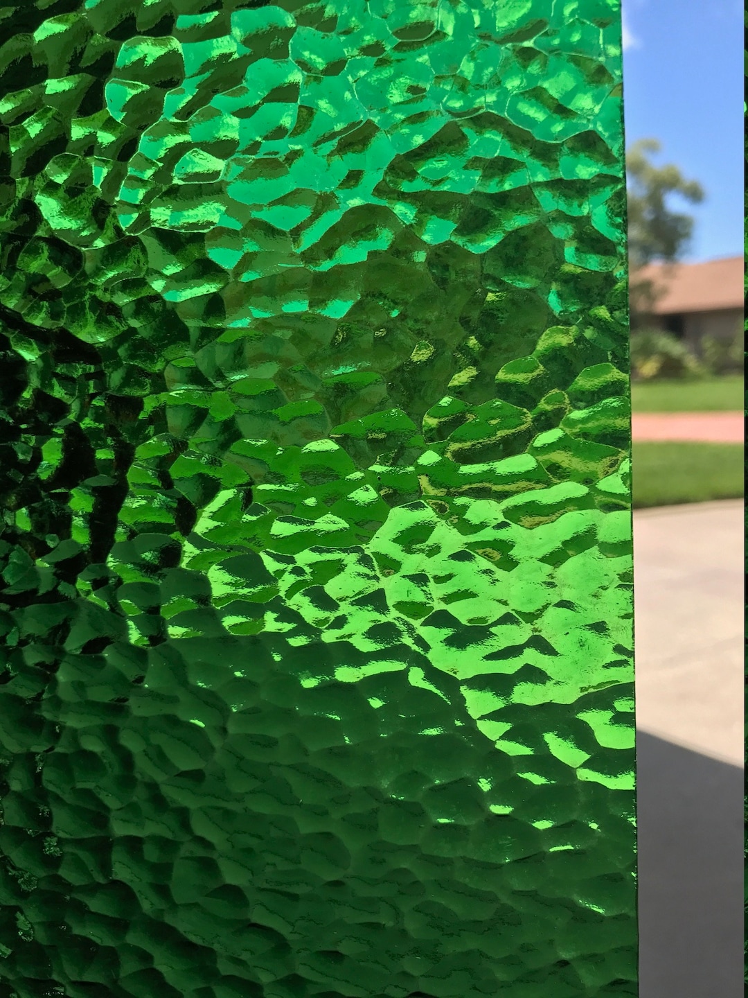 Stained Glass Sheet, 12" X 12" - 96 Medium Green Hammered (oceanside ...