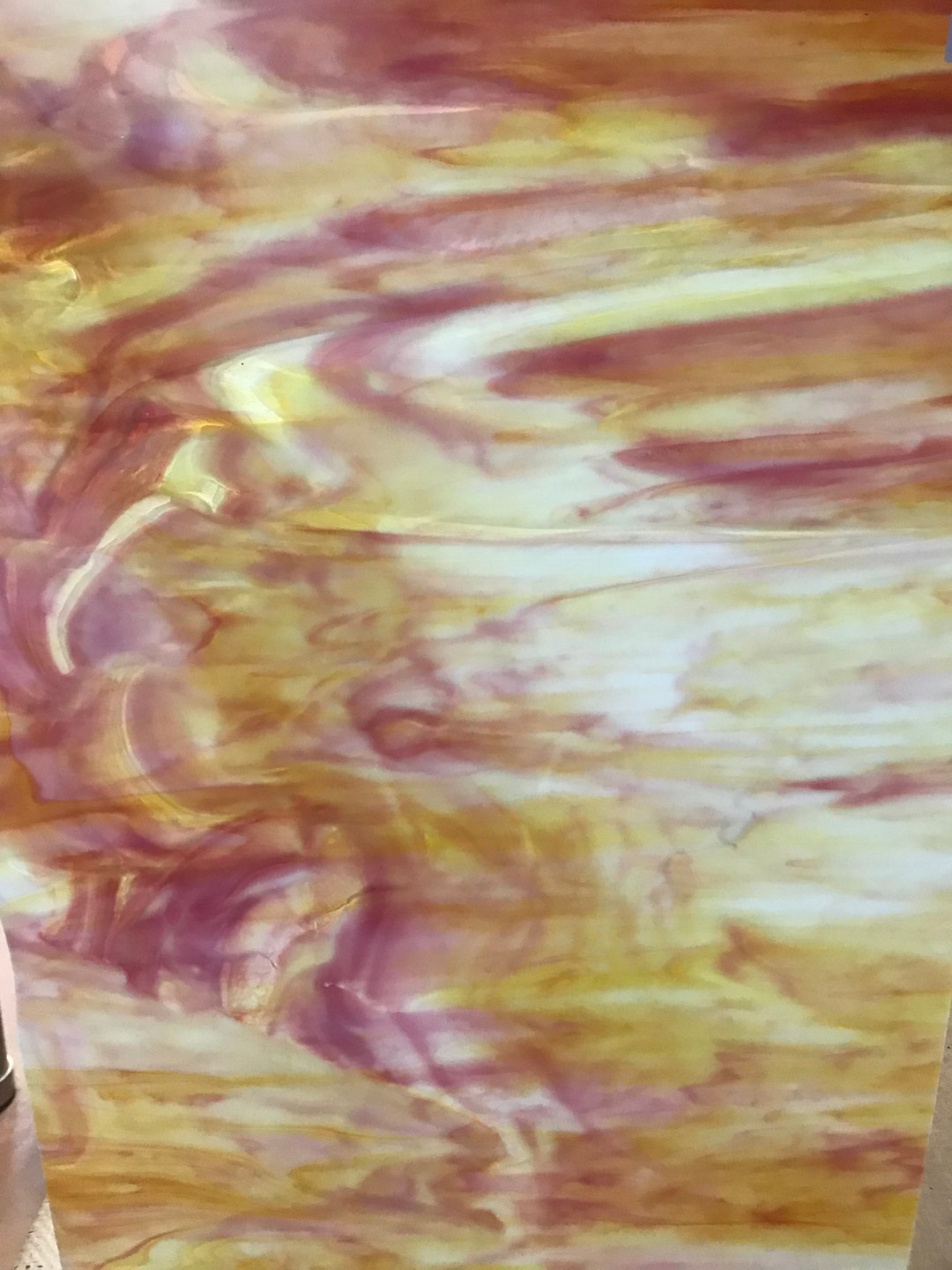 Stained Glass Sheet, 8 X 6 Silver Yellow, Gold Pink and White wissmach ...