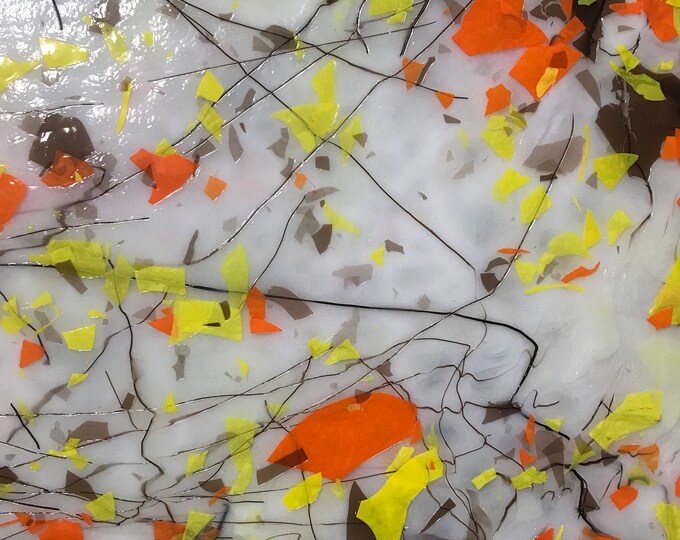 Stained Glass Sheet,- 8x6 Yellow White With Orange and Yellow Fractures ...