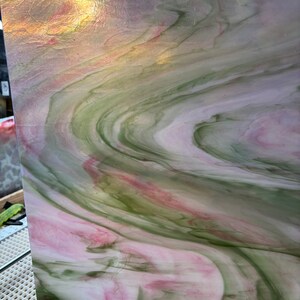 Stained Glass Sheet, 8” X 6" - Dark Green, Pink, Clear and Opal (kokomo ...