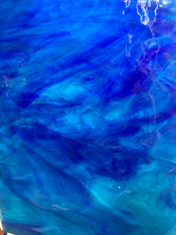 Stained Glass Sheet 8 X 6 Light Blue With Dark - Etsy
