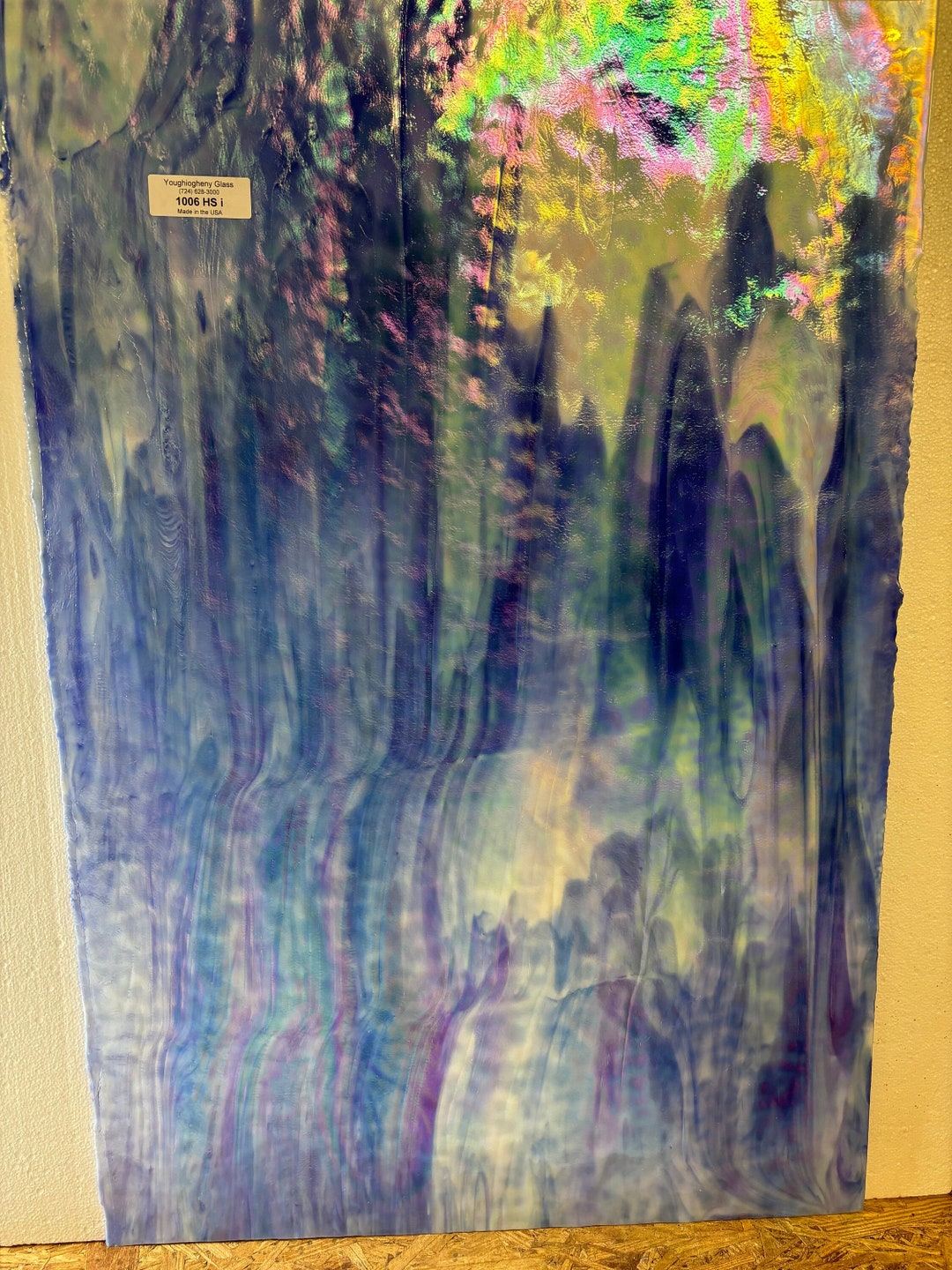 12" X 12" Stained Glass Sheet, Blue and White Iridized HS (youghiogheny ...