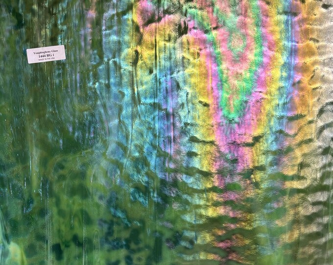 Stained Glass Sheet, 8 X 6 Green and White RG Iridescent youghiogheny ...