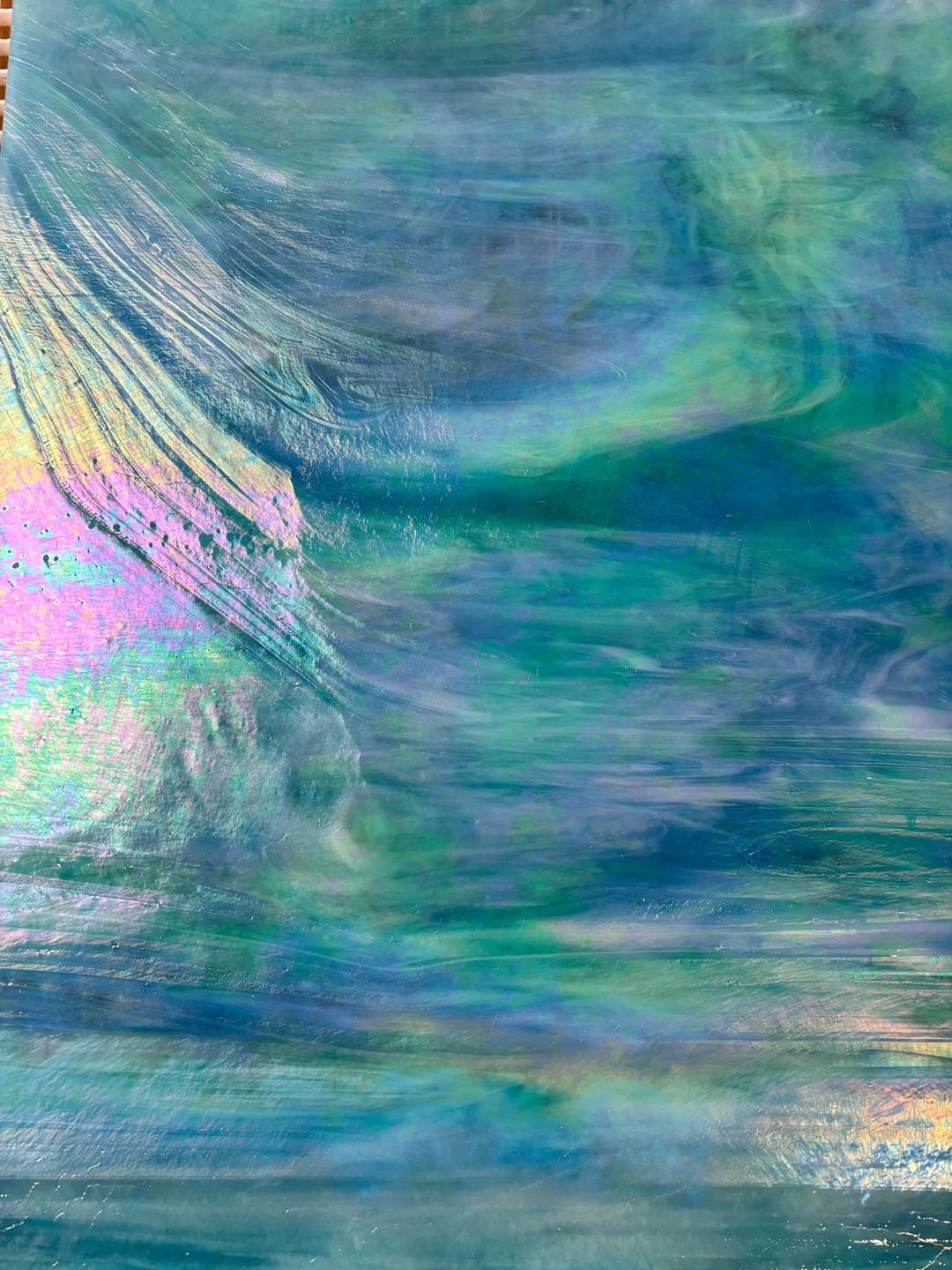 Sky Blue, White Iridescent (wissmach 087 Irid ) Stained Glass Sheet 12 ...