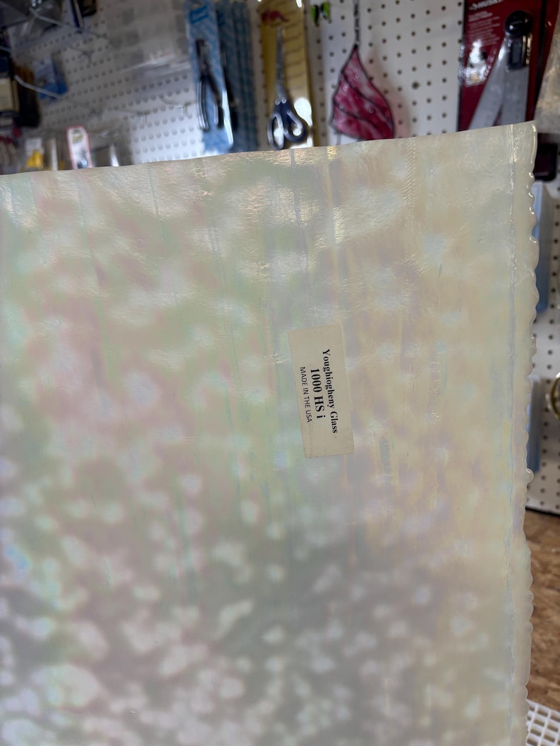 Stained Glass Sheet, 8” X 6" White Opal Iridized High Strike ...