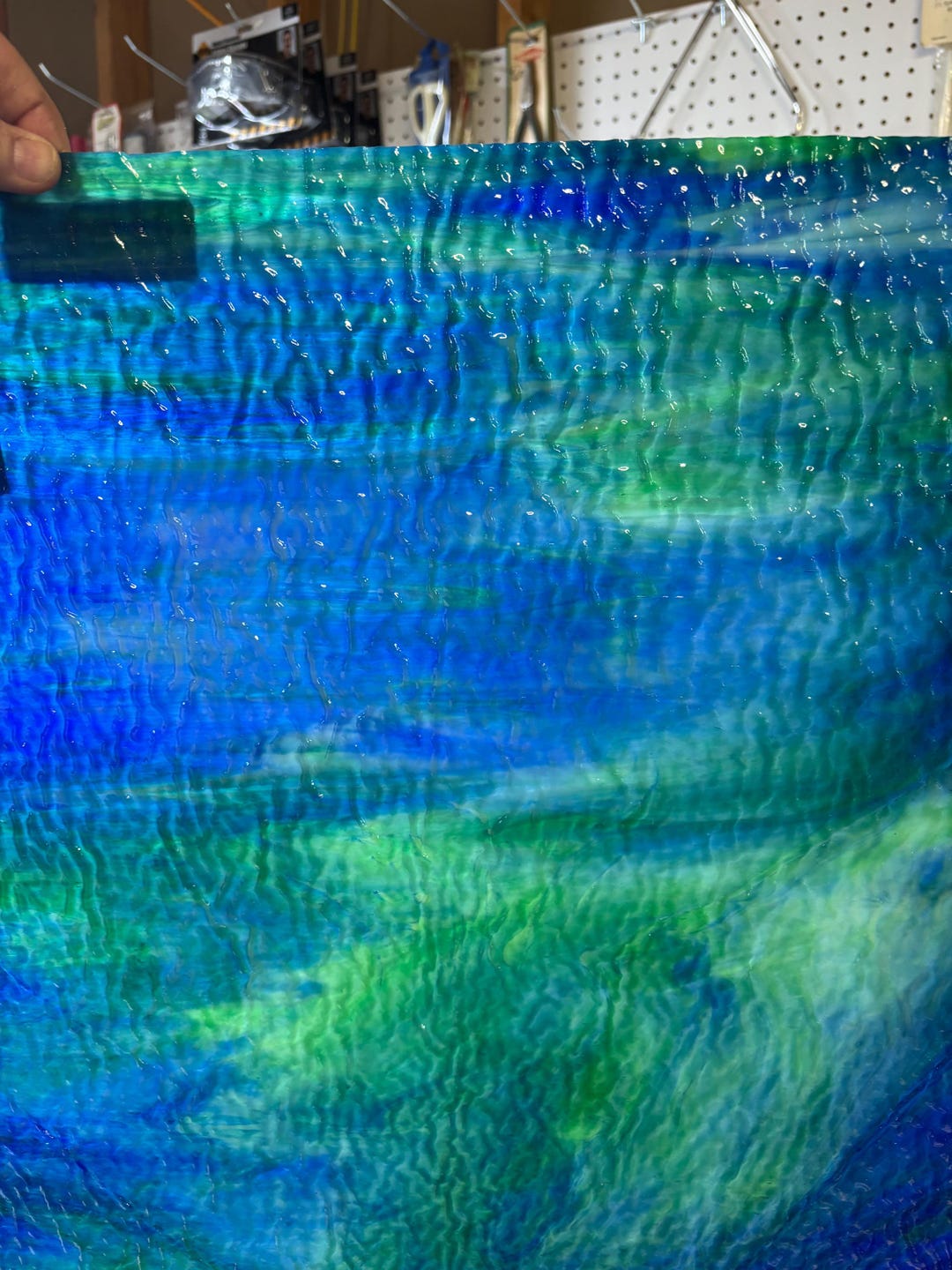 Stained Glass Sheet, 12” X 12” - Dark Blue and Green Ripple (wissmach ...