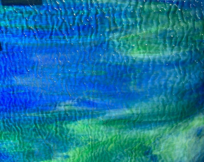 Stained Glass Sheet, 12” X 12” - Dark Blue and Green Ripple (wissmach ...