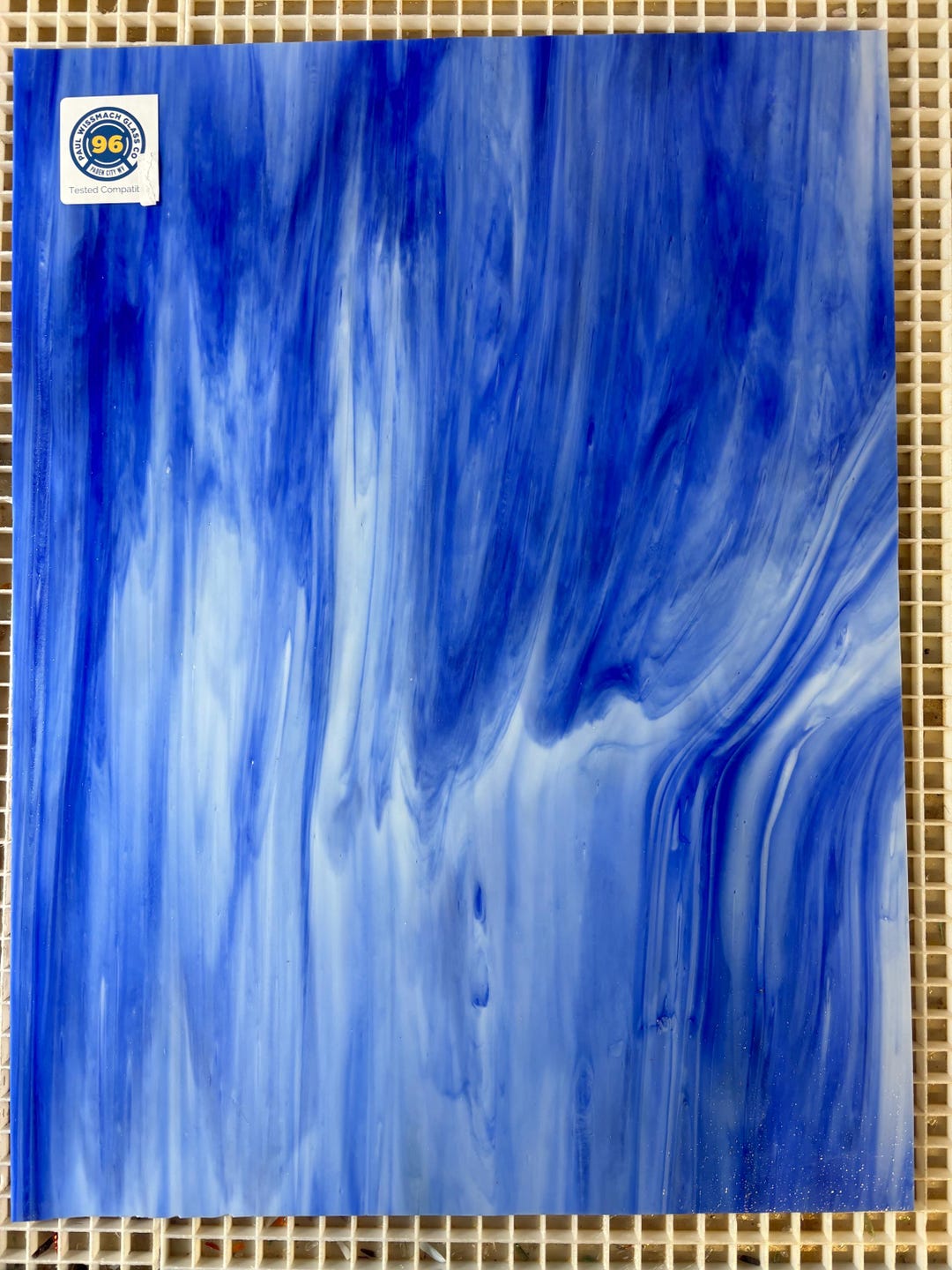 12" X 12" Stained Glass Sheet - Prisma Dark Blue and White (wissmach 96 ...