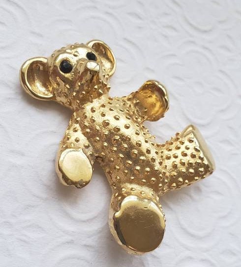 Teddy Bear Brooch Vintage Goldplated Bear Brooch.collector's Item. Gold ...