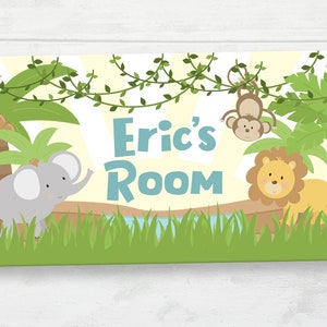 Jungle Safari Door Sign, Safari Nursery, Zoo Animals, Kids Door Plaque ...