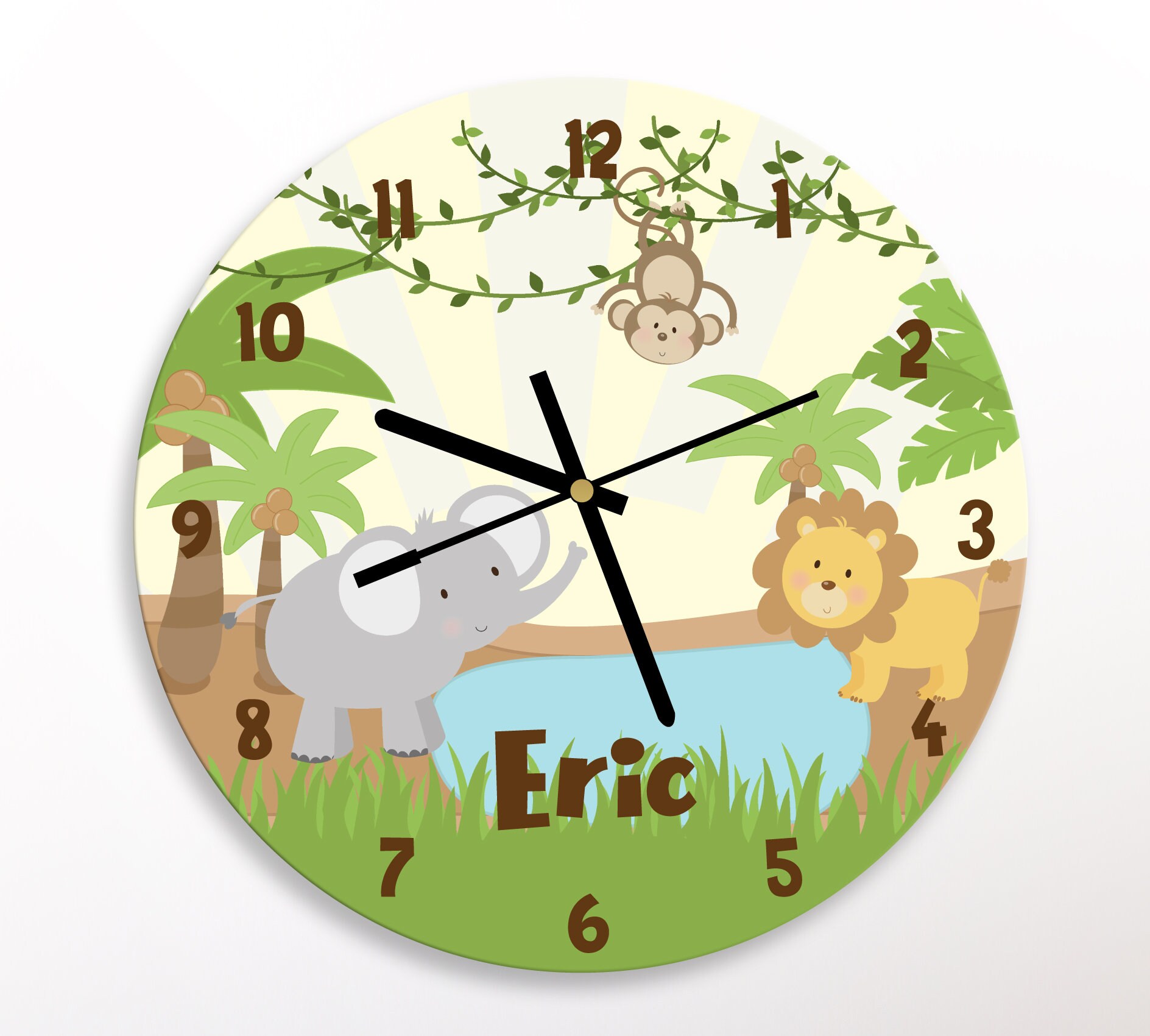 Kid's Safari Jungle Animal Clock Zoo Animal Clock | Etsy