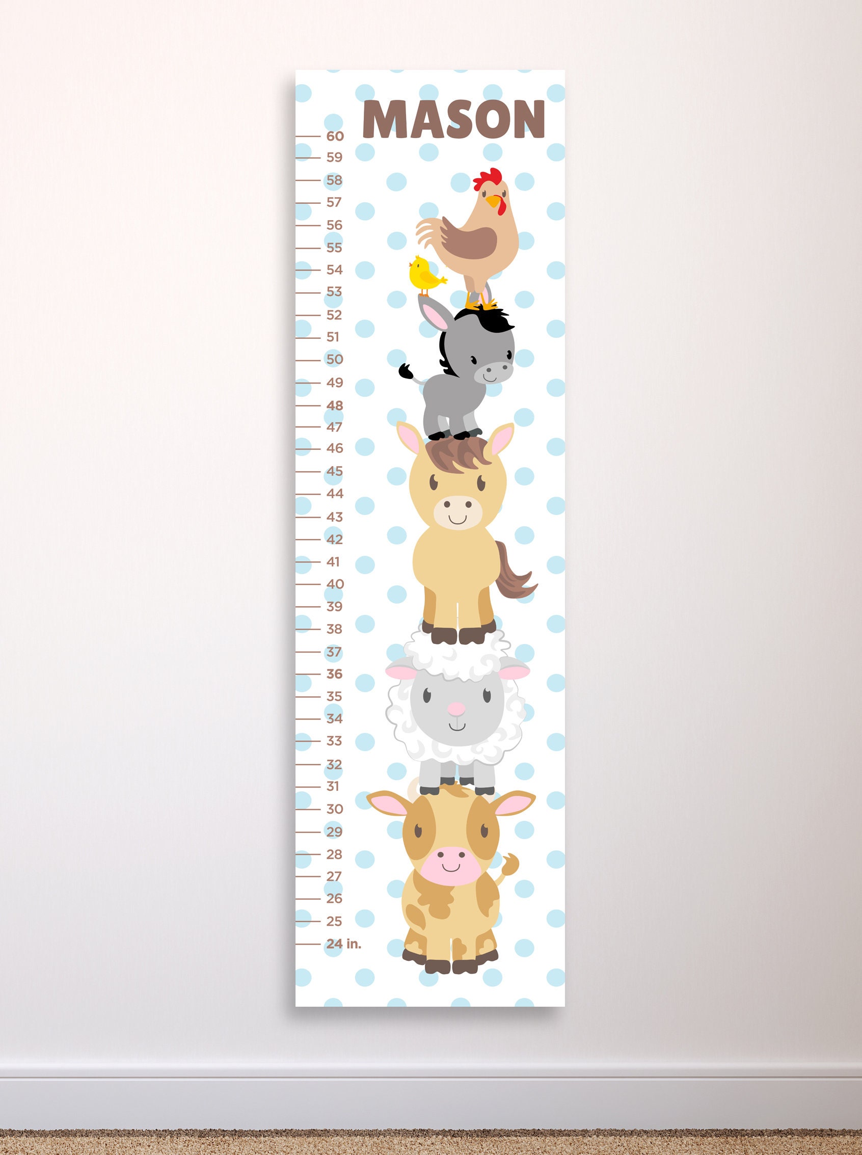 Farm Animal Growth Chart Personalized Farm Height Chart | Etsy