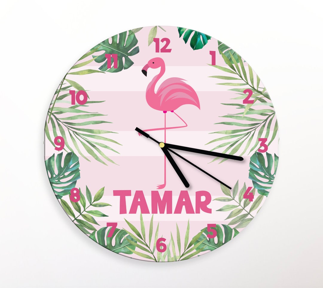 Girl's Flamingo Wall Clock Flamingo Kid's Clock - Etsy